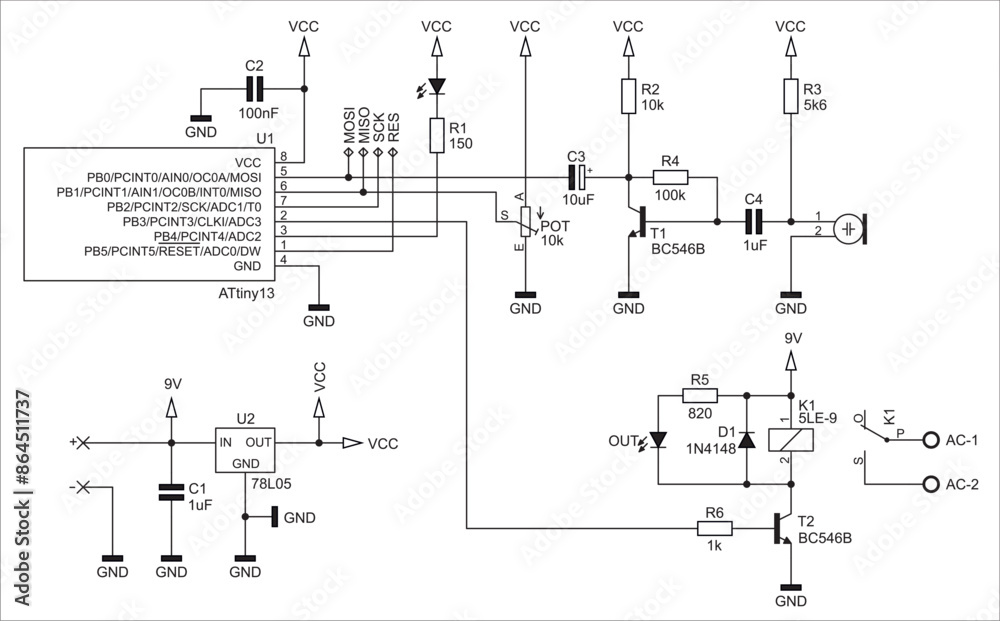 Schematic diagram of electronic device on sheet of paper. Vector ...