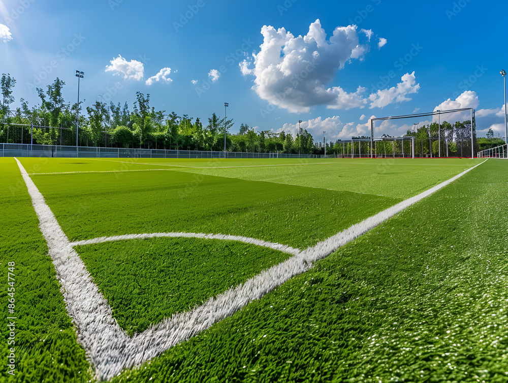 3D soccer stage, Rendered stadium hosts bustling field action Vertical ...