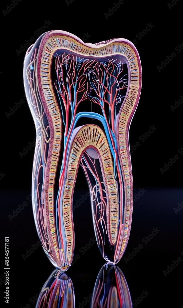 Anatomical intricacy: tooth structure, nerve, with a visible ...