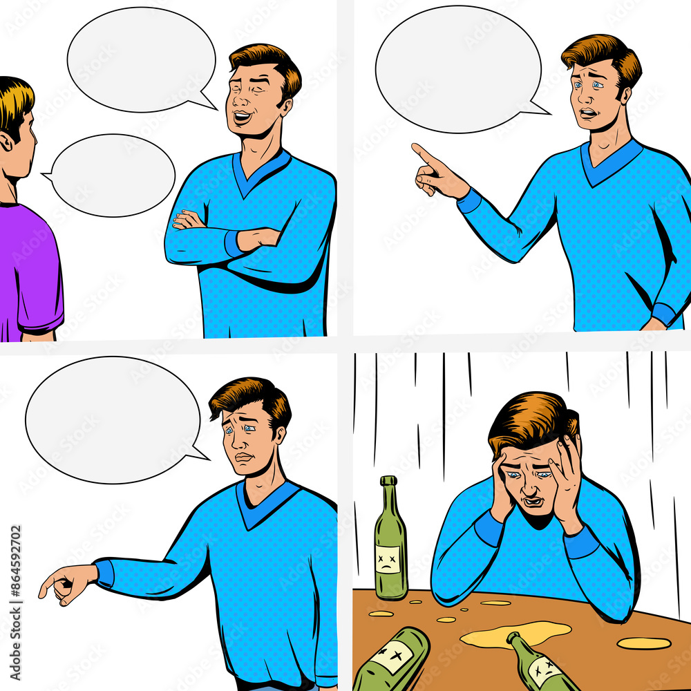 Comic strip with debate of two persons and disappointing PNG ...