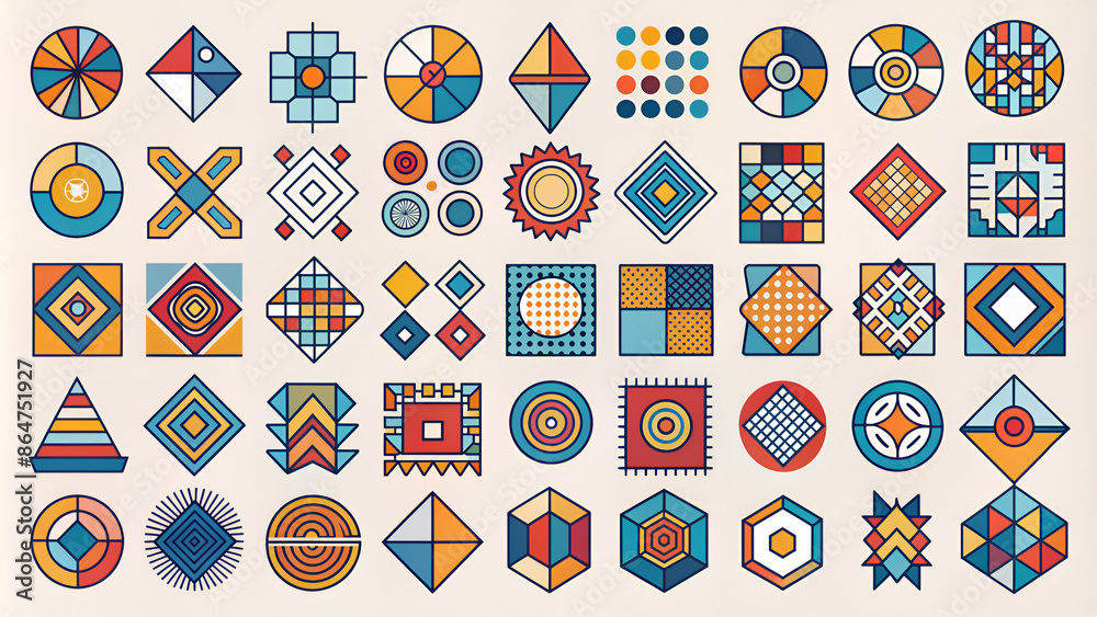 Mega geometric and abstract shapes collection. Abstract symbols set ...