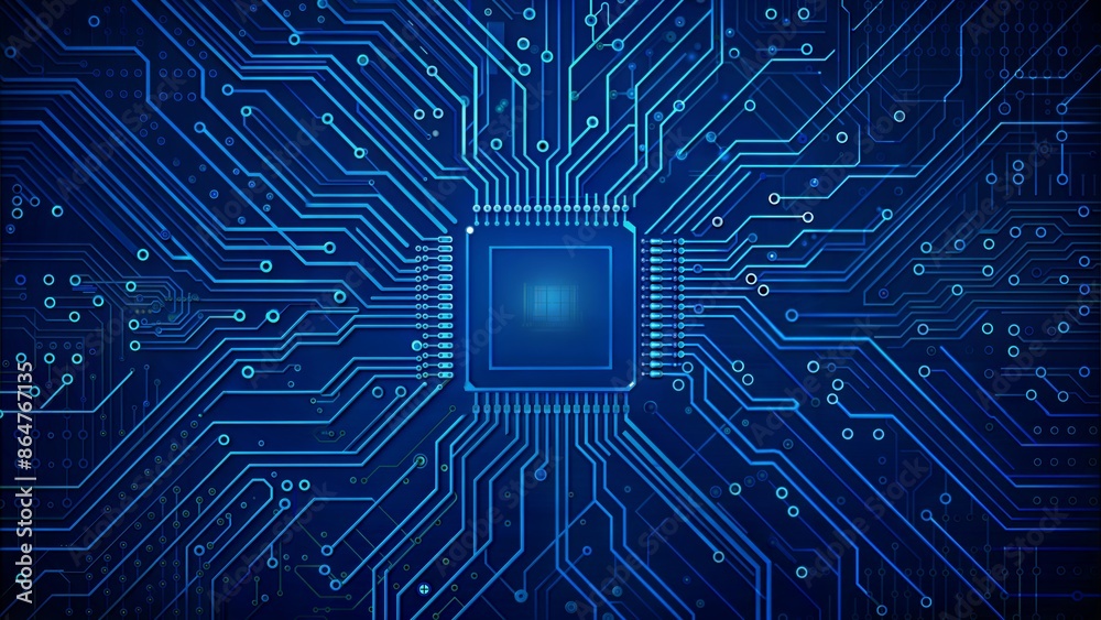 Abstract AI circuit board background. Technology connected blue lines ...