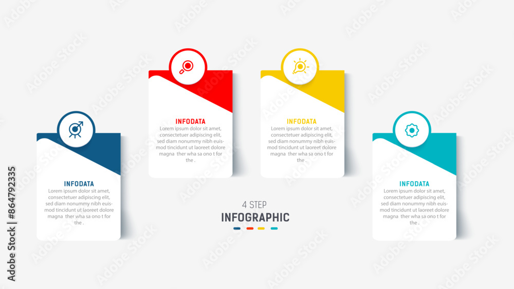 Three Step Infographic label design Vector template with line icons ...