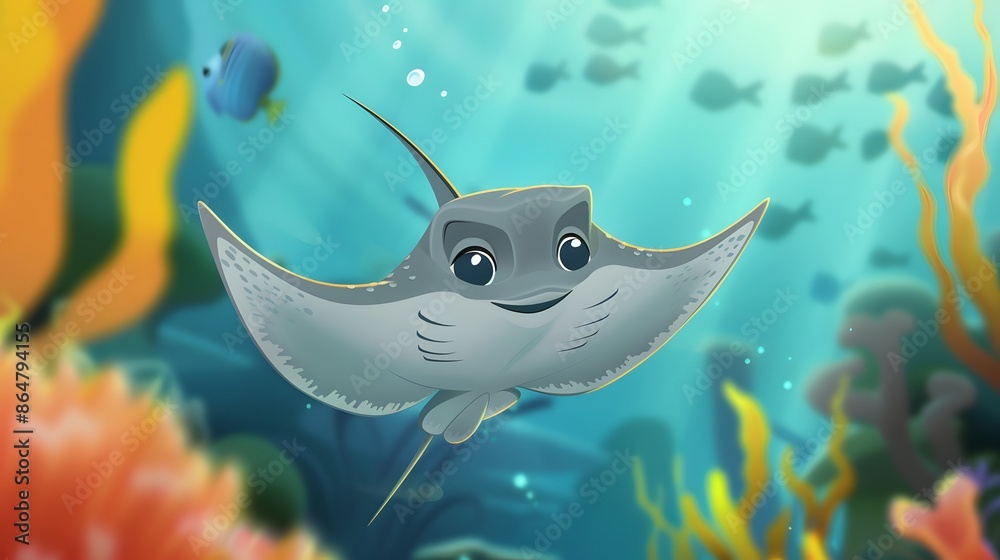 cartoon stingray for you design. Stock Photo | Adobe Stock