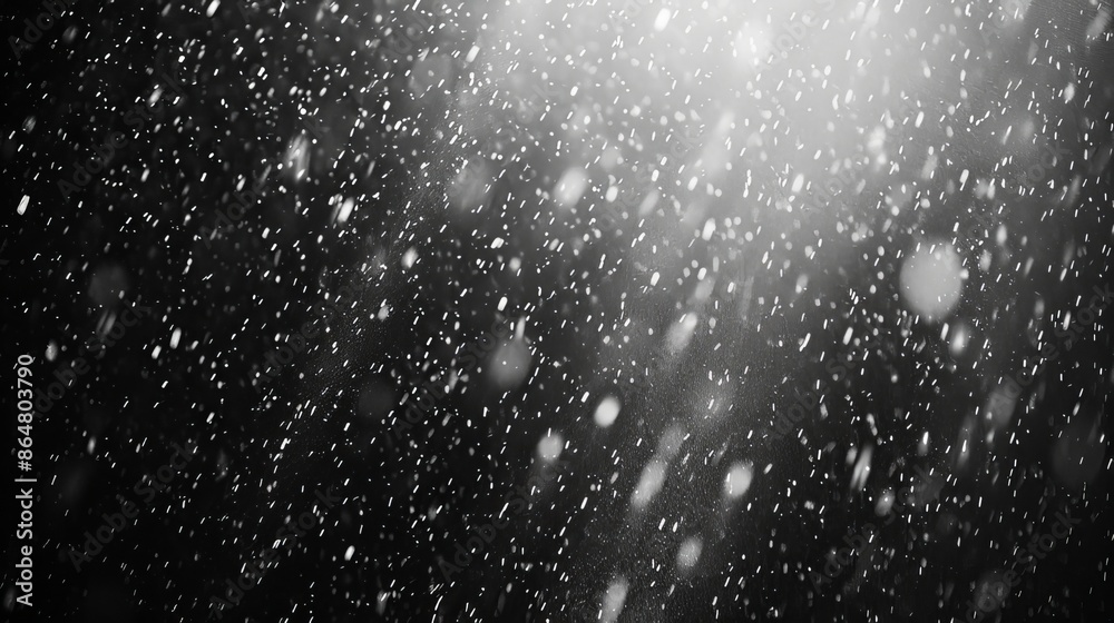 The texture of rain and fog on a black background creates a dramatic ...