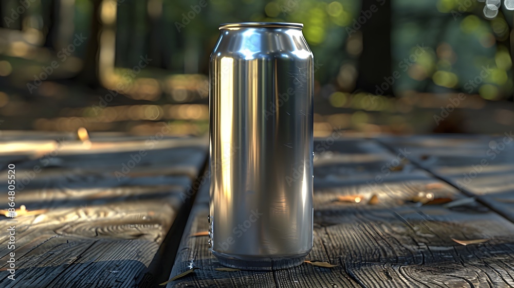 Blank Label Soda Can: A soda can with no label on a picnic table. Stock ...