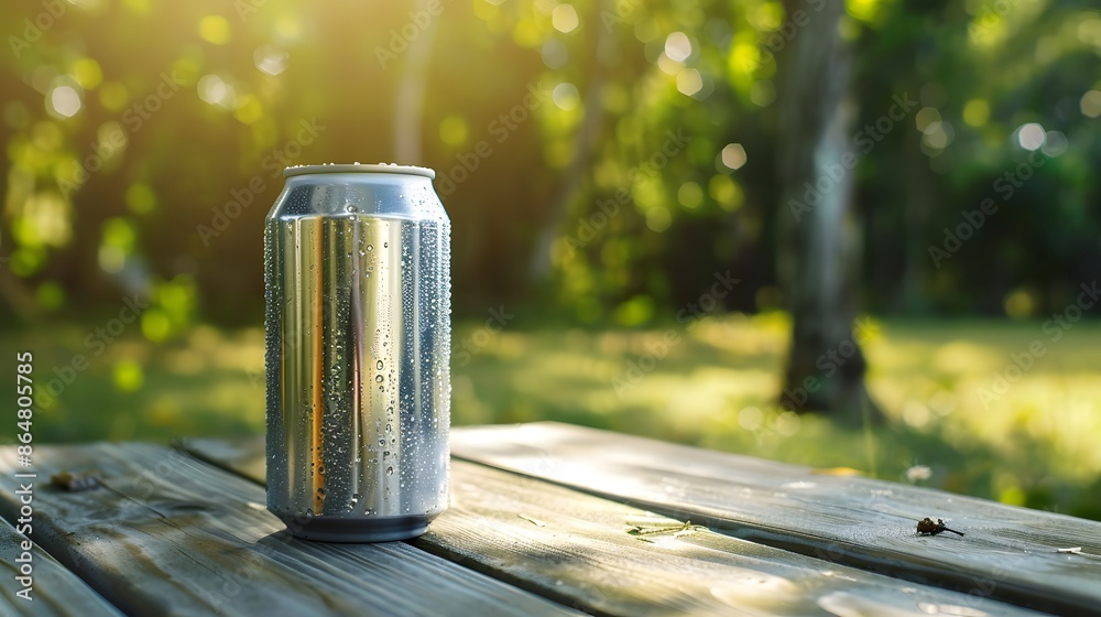 Blank Label Soda Can: A soda can with no label on a picnic table. Stock ...