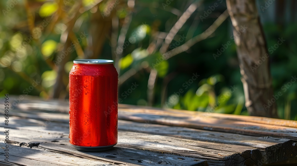 Blank Label Soda Can: A soda can with no label on a picnic table. Stock ...
