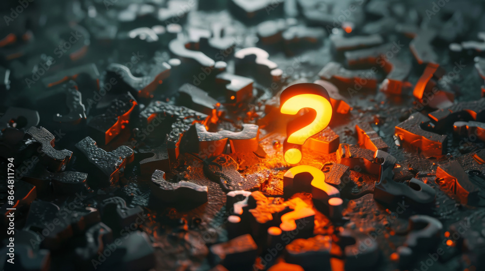 3D images of question marks were scattered around. Thoughts about ...