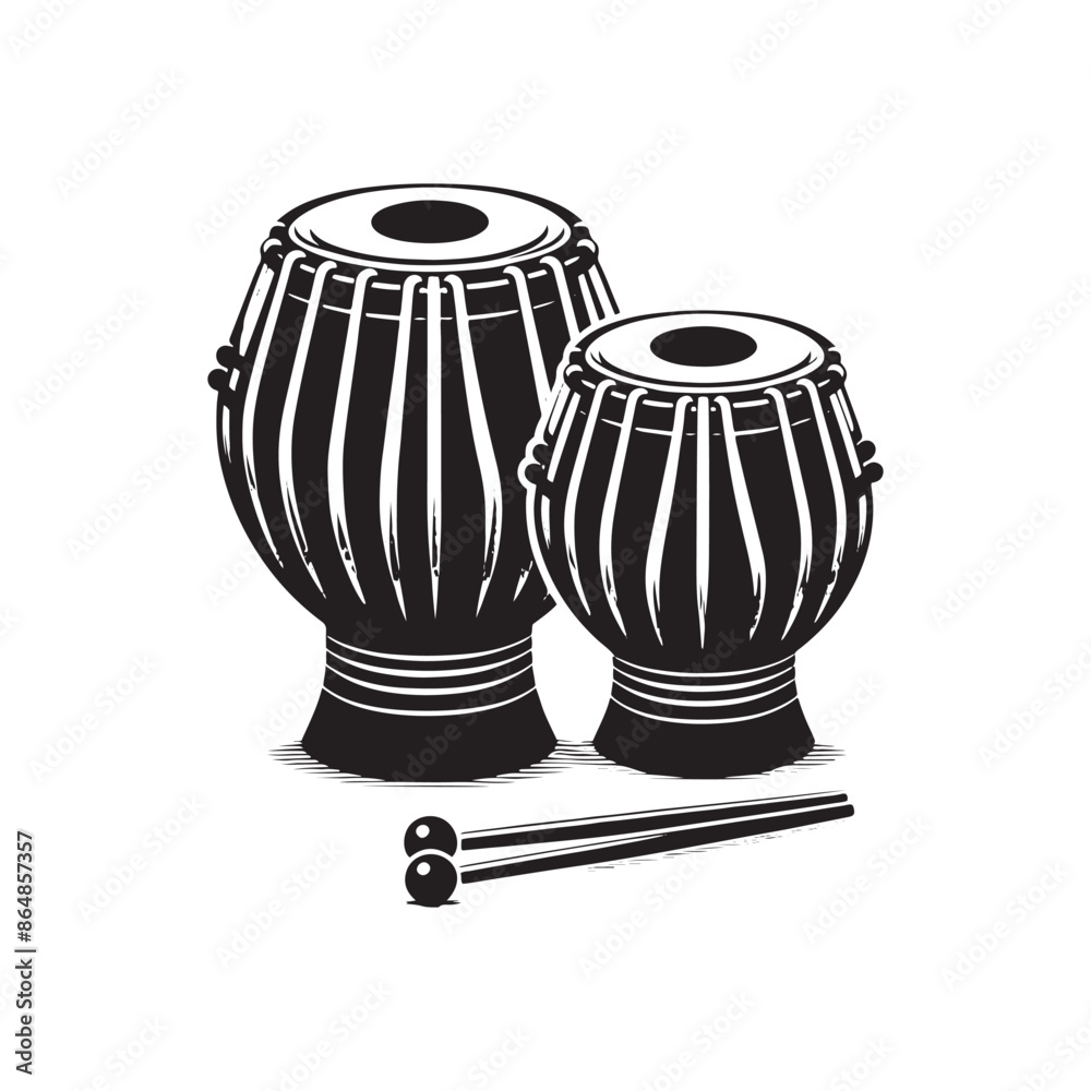 Minimalist Tabla Vector Design - Tabla Silhouette - Indian Traditional ...