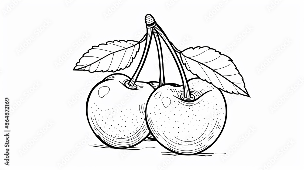 Cartoon cherry, outlined for coloring. Stock Illustration | Adobe Stock