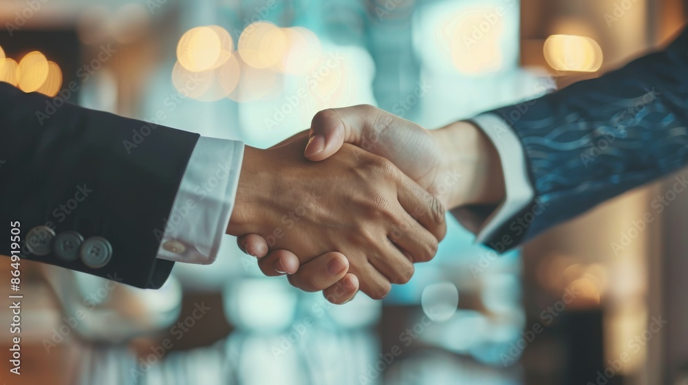 business handshake, close up, focus on, professional and clean, Double ...