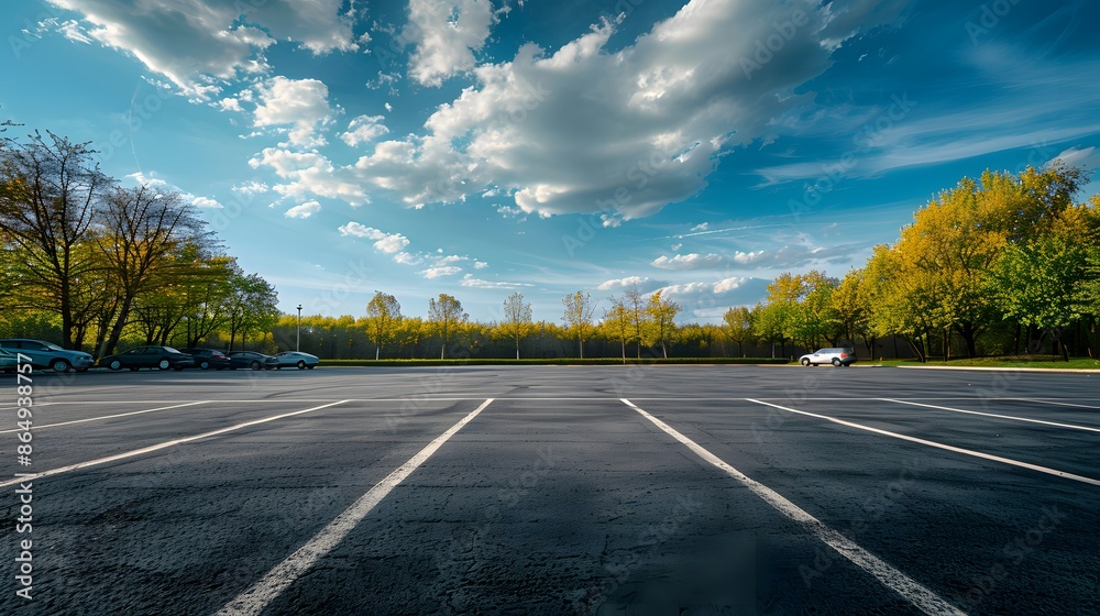 Foto de Stock Wide empty asphalt parking lot background. with many cars ...