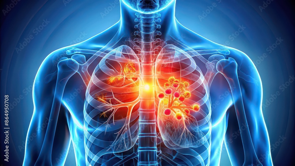 of diseased human lung lobes showing pain and discomfort, lung, disease ...