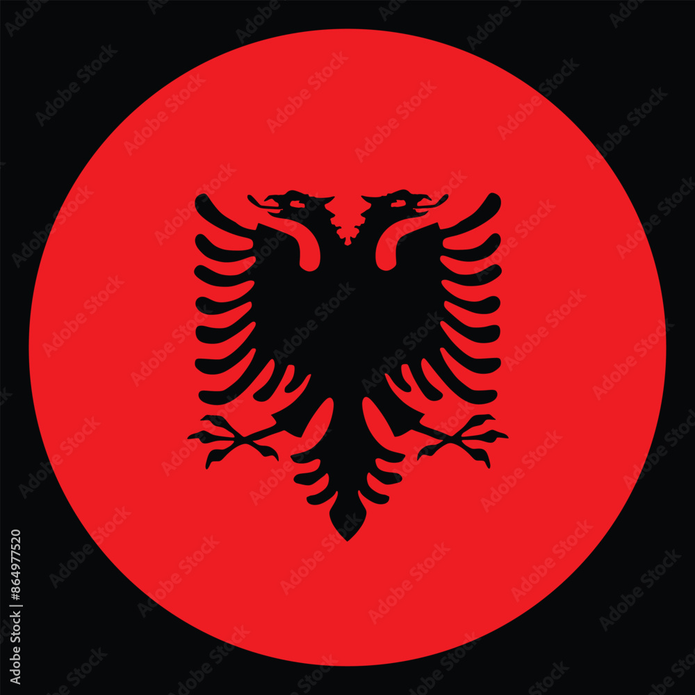 Circle badge Albania flag button vector illustration isolated. National ...
