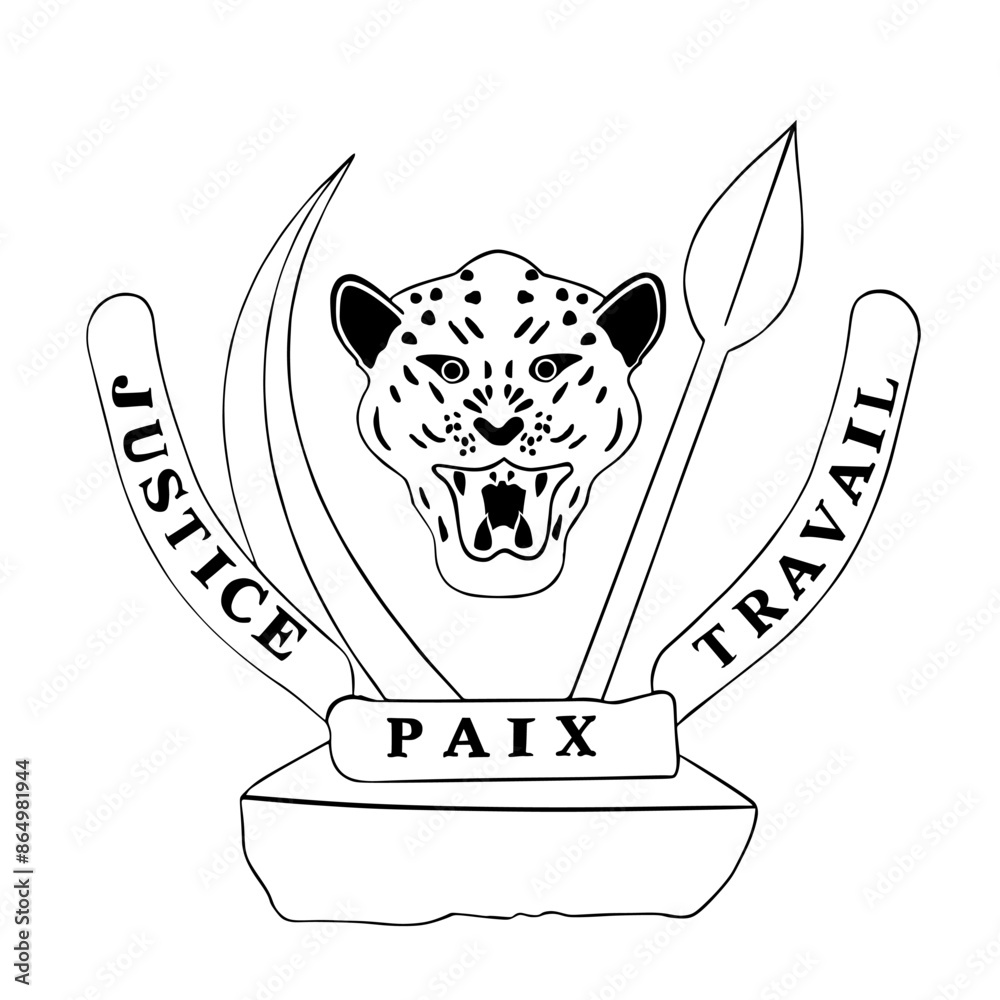 Democratic republic of Congo coat of arms vector silhouette ...