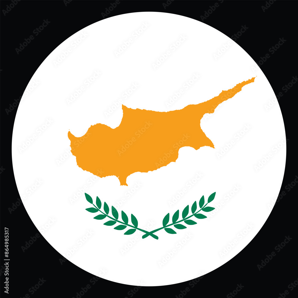 Circle badge Cyprus flag button vector illustration isolated. Part of ...