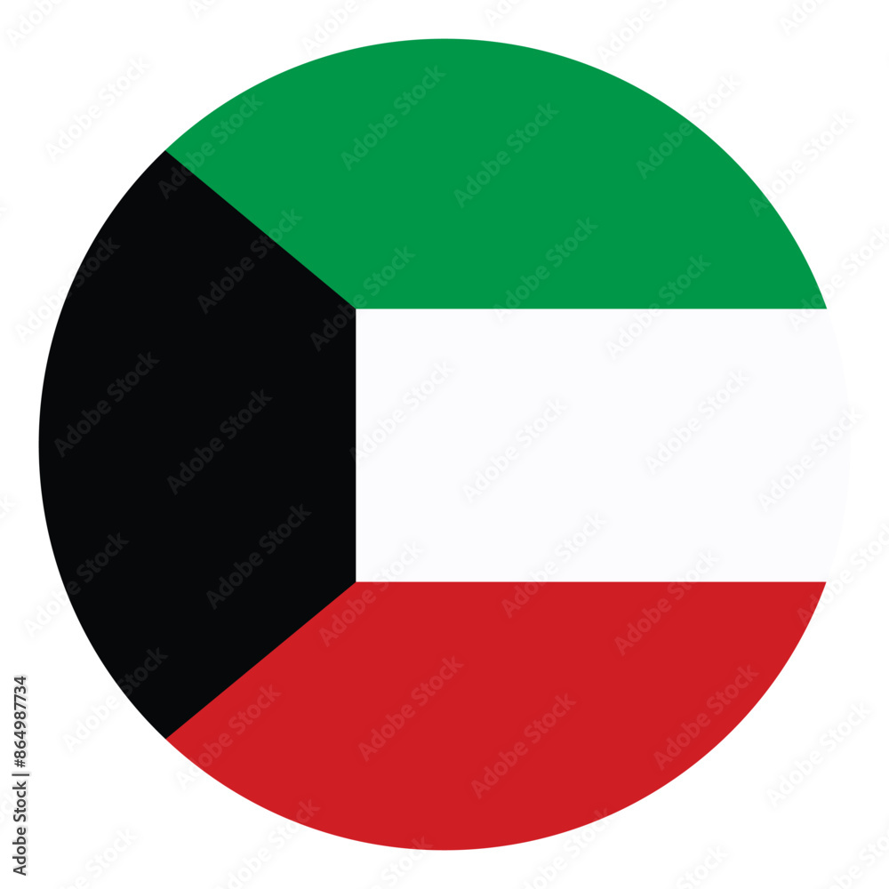 Circle badge Kuwait flag button vector illustration isolated. State in ...