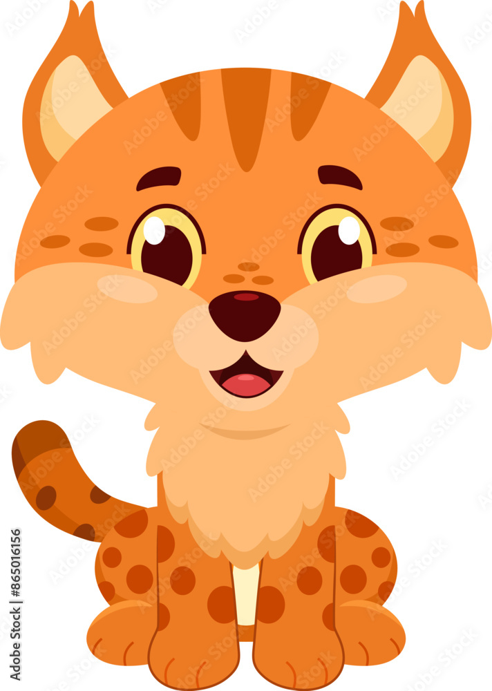 Cute Wildcat Animal Cartoon Character. Vector Illustration Flat Design ...