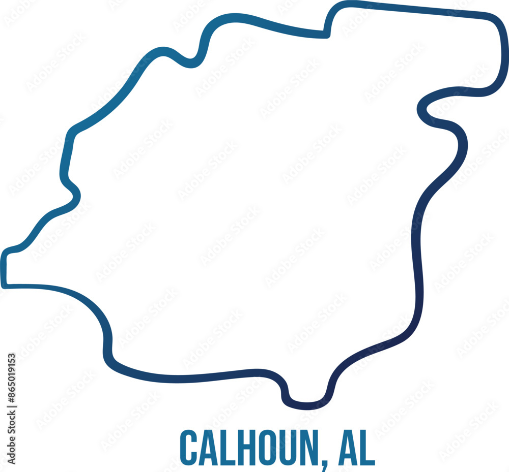 USA,Alabama state, calhoun county simplified contour map.Navy blue ...