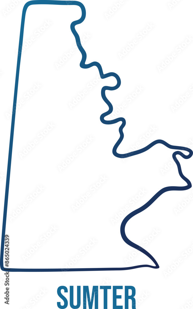 USA,Alabama state, Sumter county simplified outline map. Navy blue ...