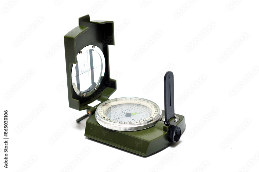 Compass military green color white background Stock Photo | Adobe Stock