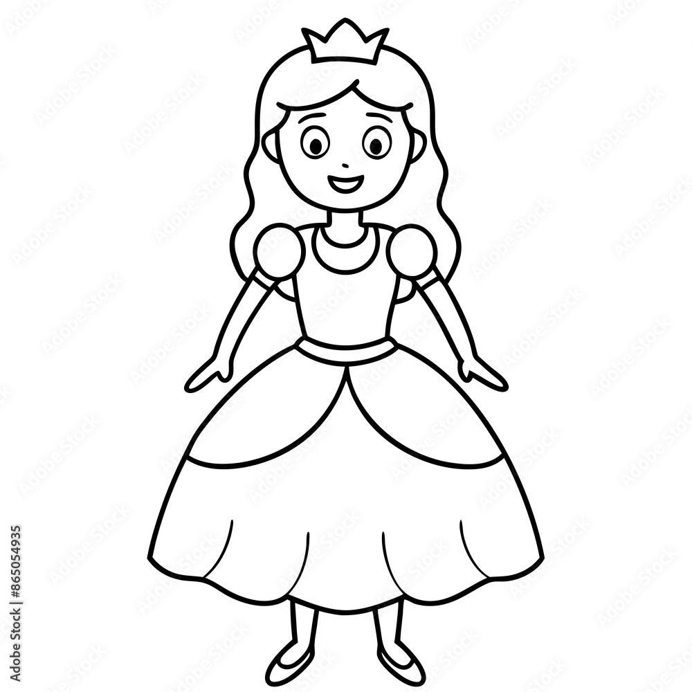 Princess Coloring Page for kids, Kids Drawing, Princess with different ...