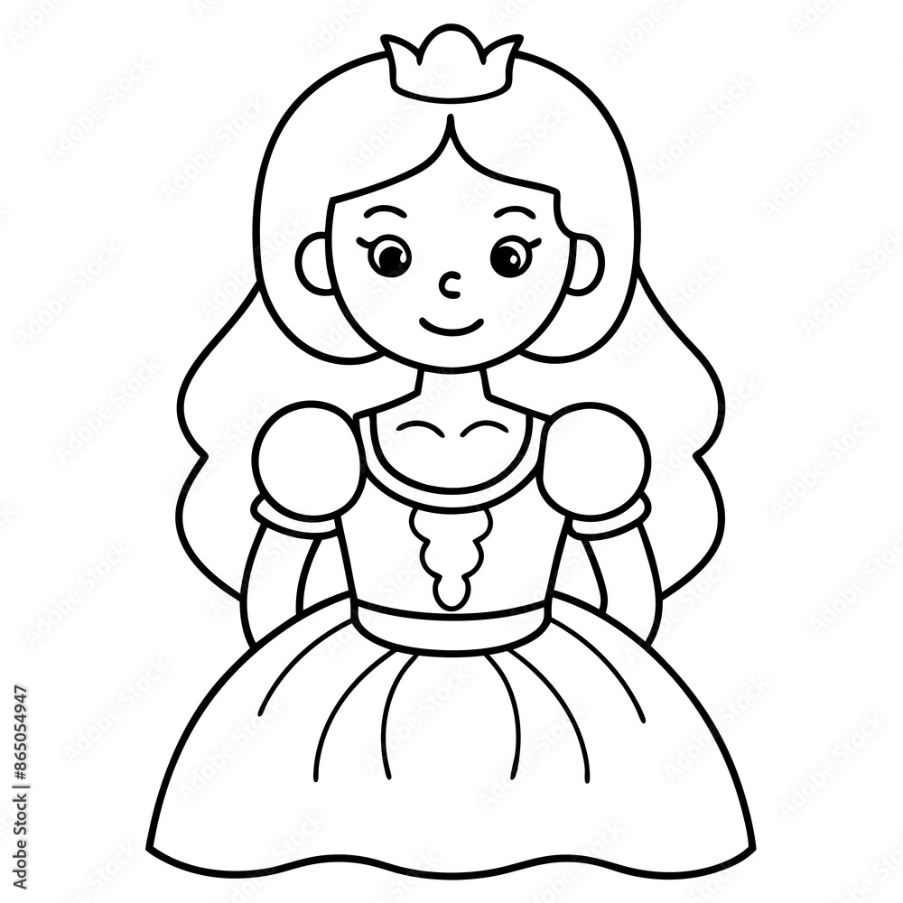 Princess Coloring Page for kids, Kids Drawing, Princess with different ...