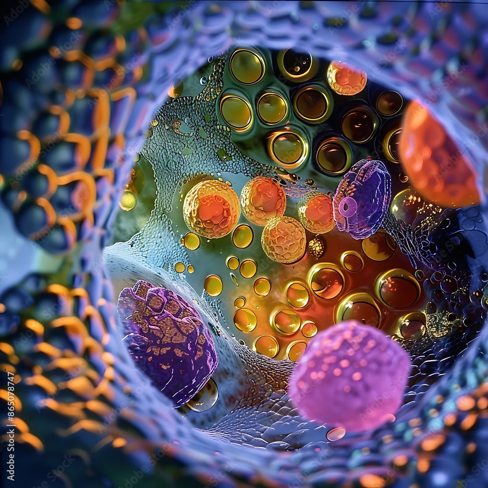 Microscope View of Cells: A magnified view through a microscope ...