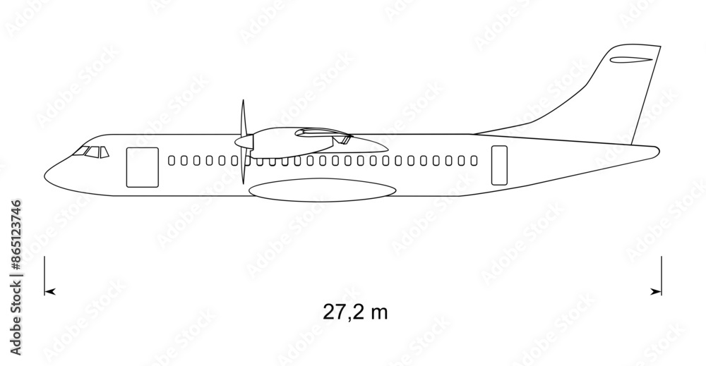 ATR_72_sideview blank, outline vector, svg badge, dxf, cnc router file ...
