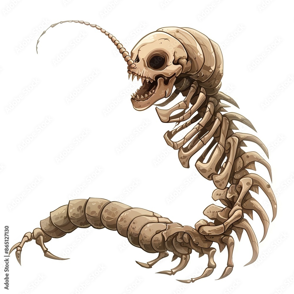 Earthworm skeleton cartoon isolated whitebackground Stock Illustration | Adobe Stock
