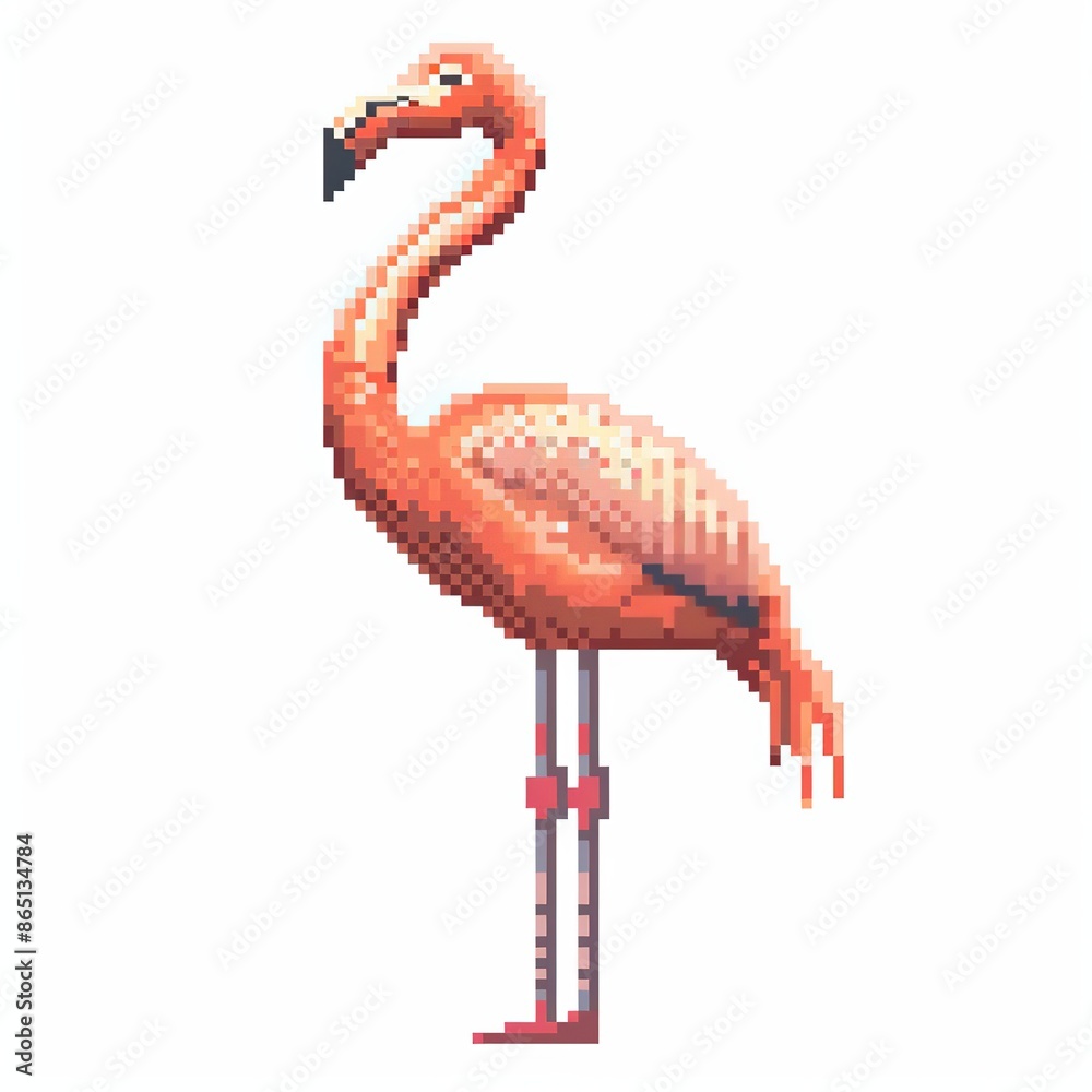 Flamingo 8-bit cartoon isolated whitebackground Stock Illustration ...