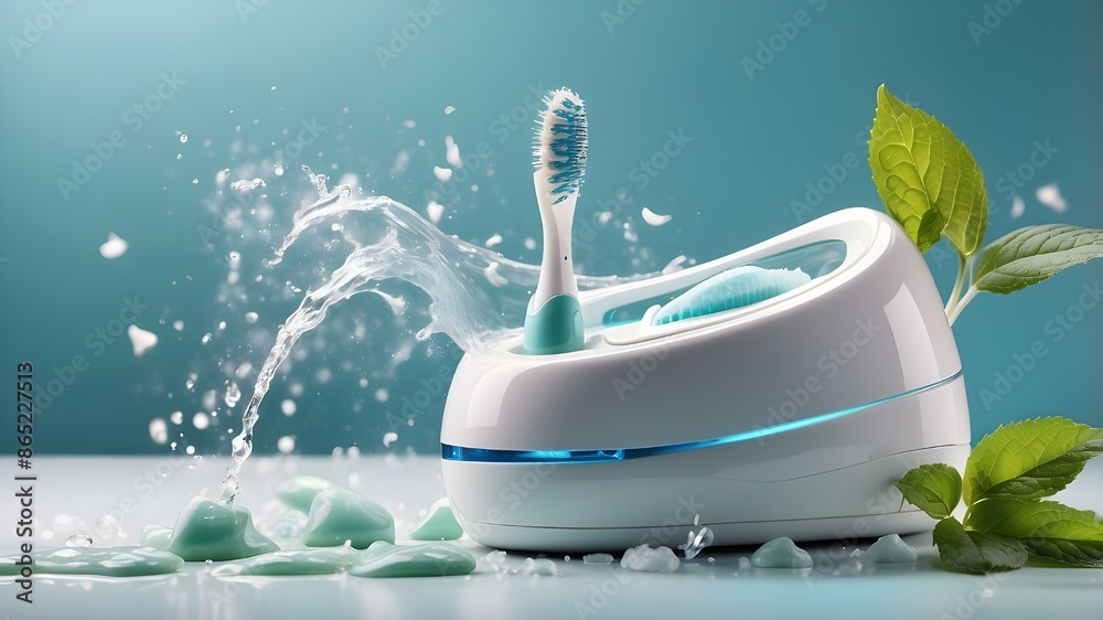 This big banner with copy space is a floating toothbrush for dental ...