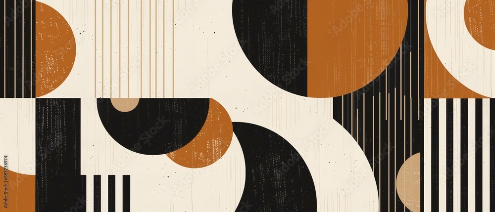 The design, Vertical lines intersect some of the shapes, creating a ...