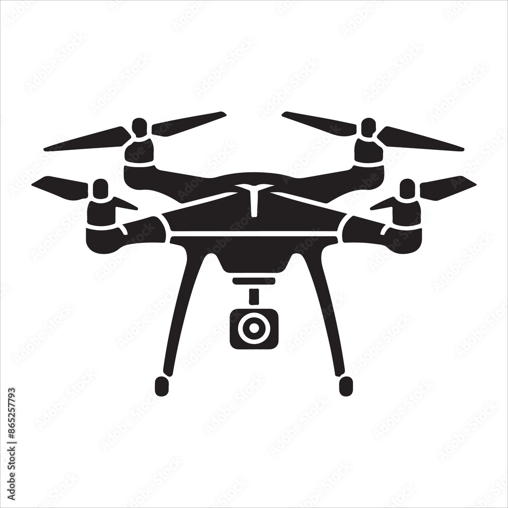 Drone silhouette vector. Flying drone icon silhouette vector ...