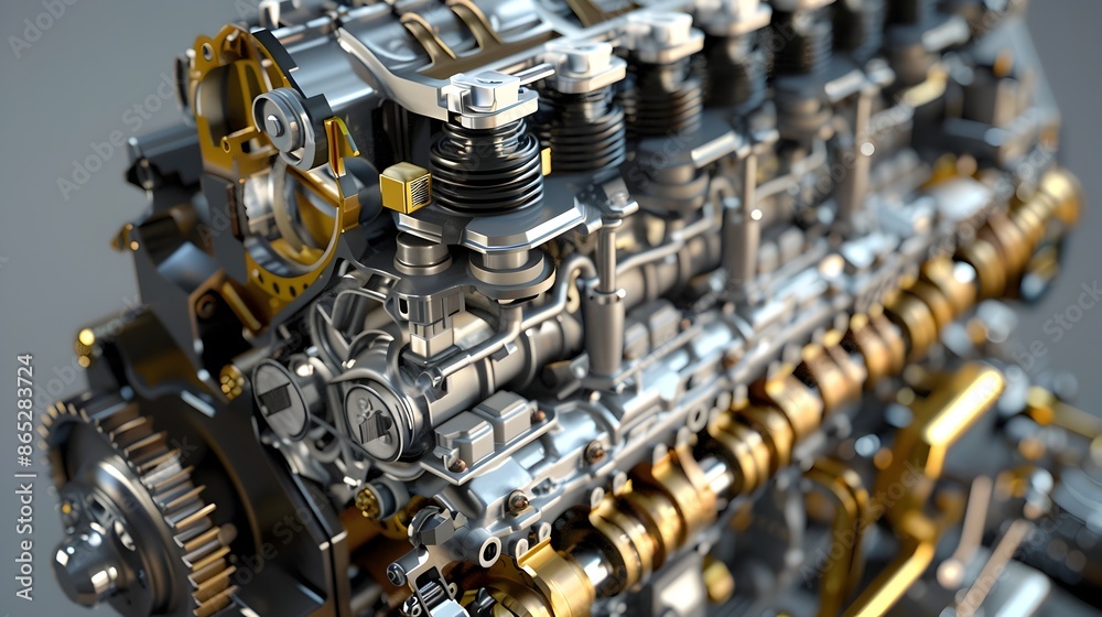 Foto de Stock Detailed Cross-Section View of a Powerful Car Engine's ...