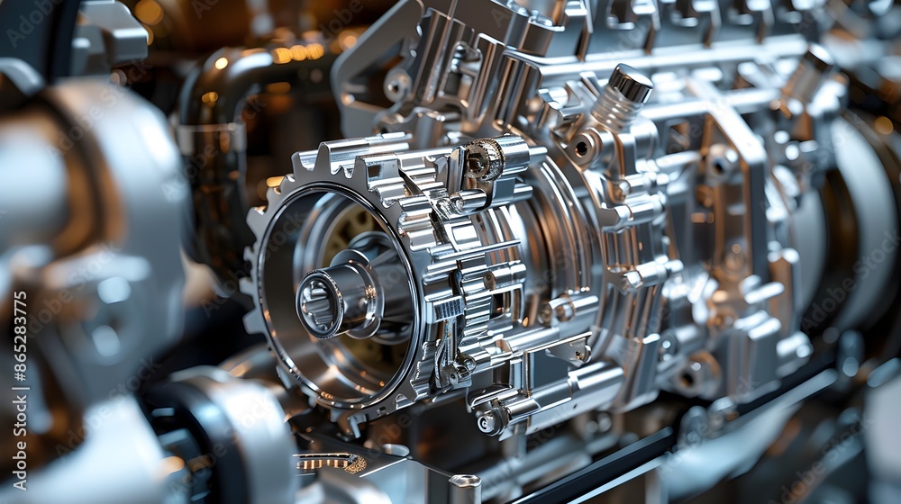 Detailed Cross-Section Diagram of Automobile Engine's Inner Components ...