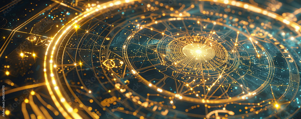 Astrological Chart: A detailed astrological birth chart, with planetary ...