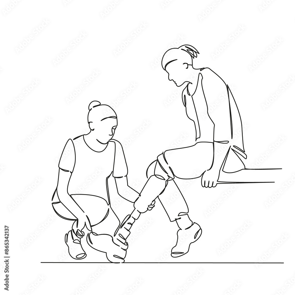 One continuous single drawing line art flat doodle athletic, sport, leg ...