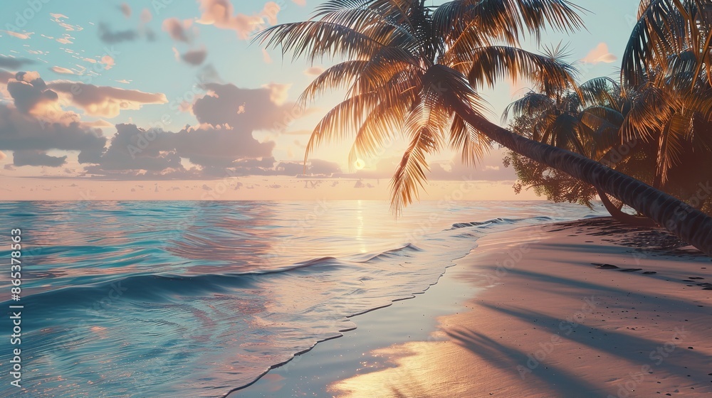 Beautiful Realistic Summer Background with Beach Stock Illustration ...