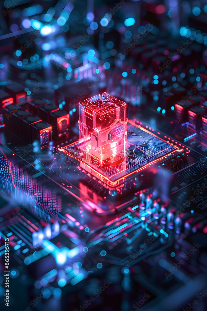 Technology theme like AI, robot, chip, lab on Vertical Background ...