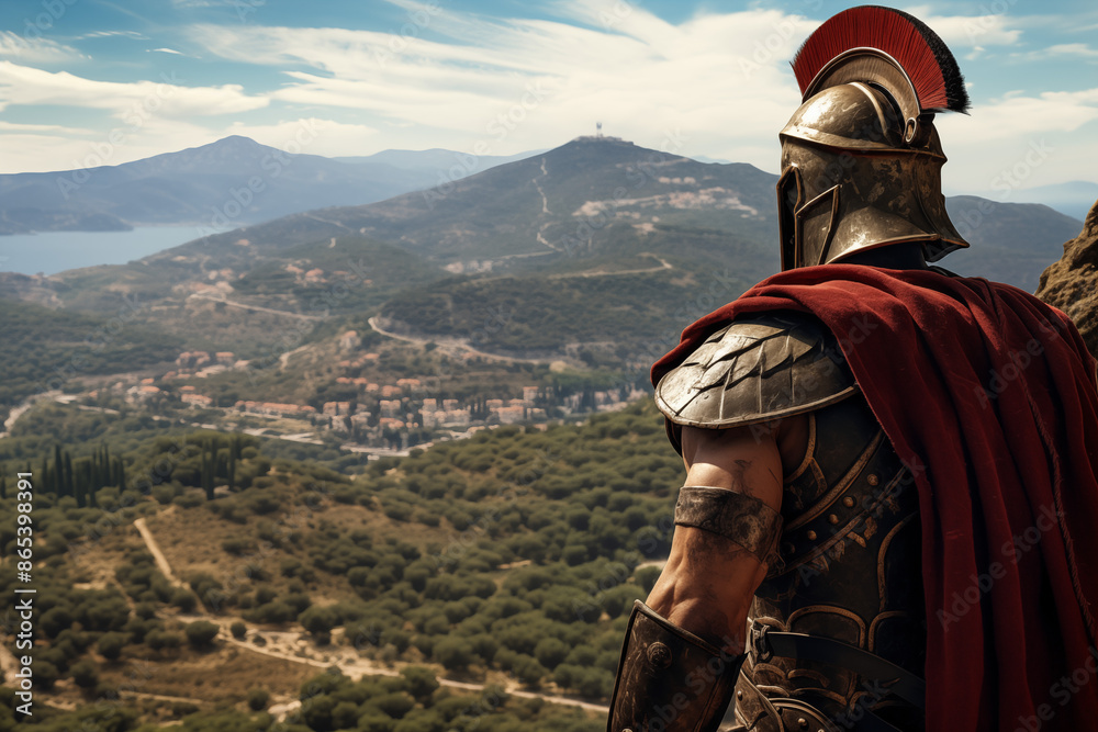Spartan War. Spartan warrior with landscape in the background. Topics ...