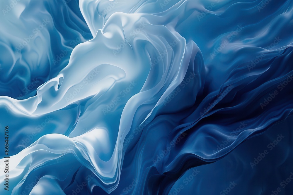 abstract fluid forms in shades of blue creating sense of depth and ...