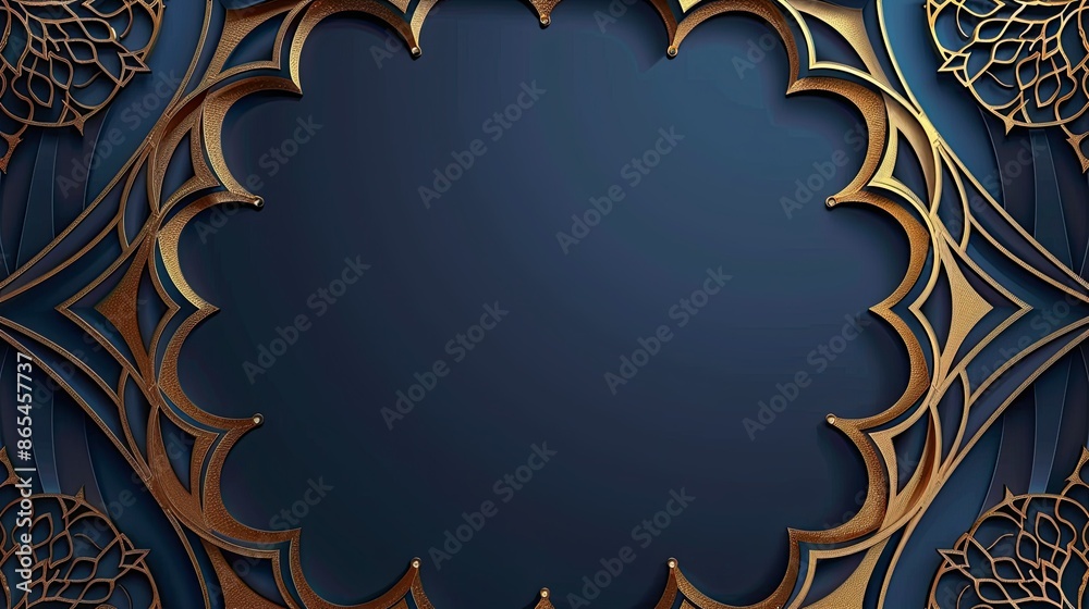 Elegant blue gold background and arabic geometric pattern border For ...