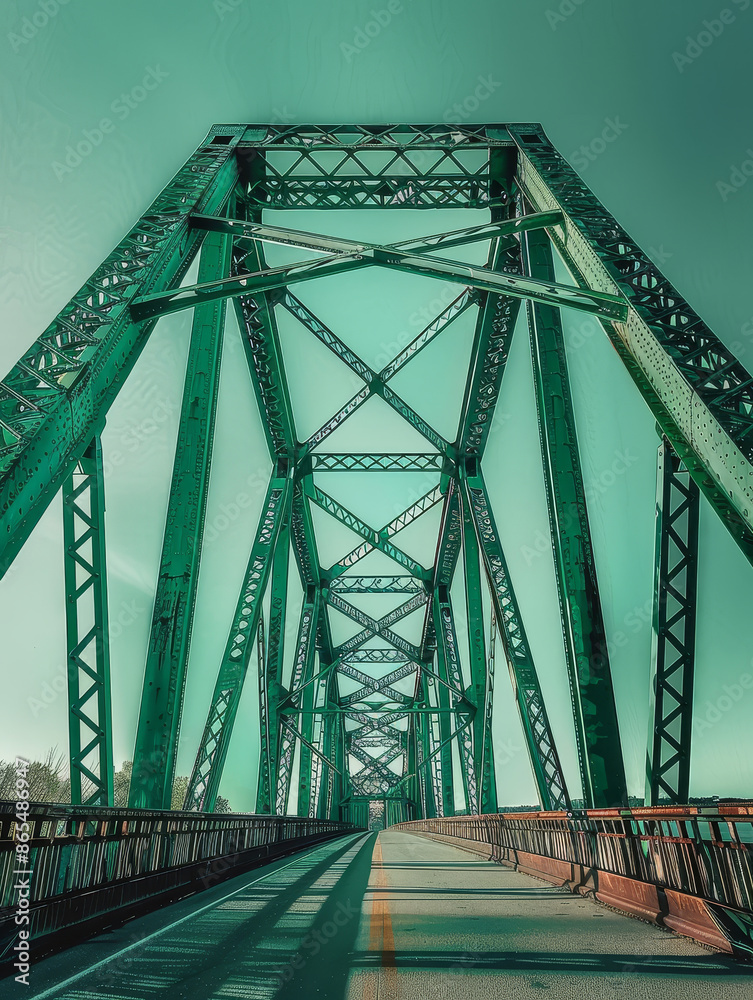 Green Steel Bridge, Bottom View - A low angle view of a green steel ...