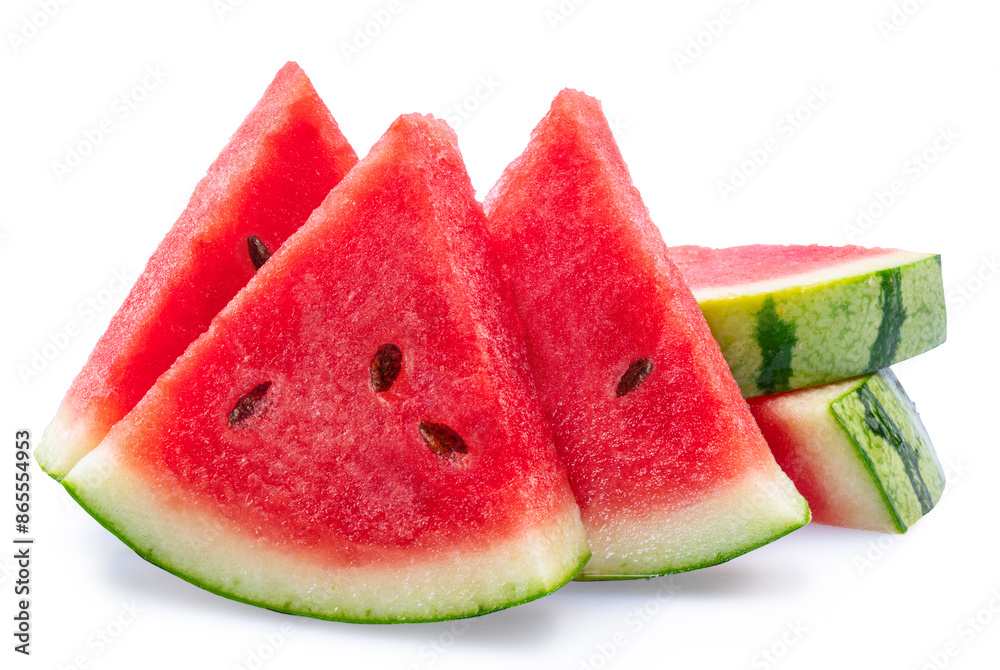 Watermelon triangle slices isolated on white background. Clipping path ...