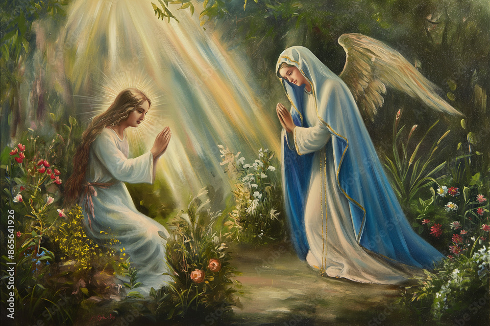 Archangel Gabriel comes to Mary for Annunciation, Mary and Gabriel ...