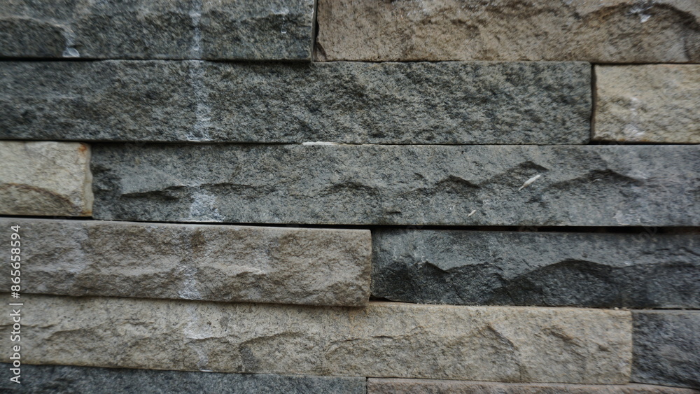 Modern slim design marble stone brick block masonry fence wall texture ...