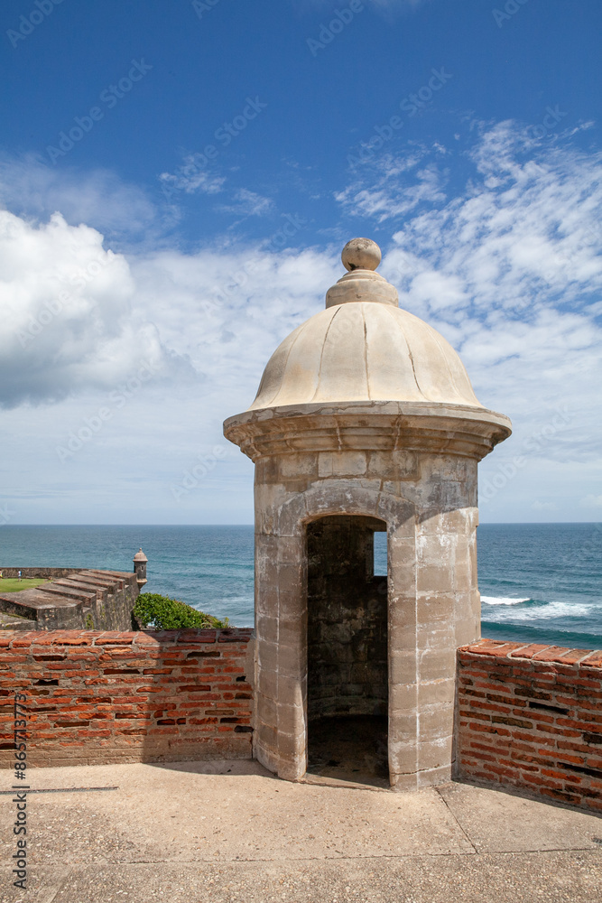 Old Sentry Box on Curtain Wall at National park Castillo San Felipe del ...