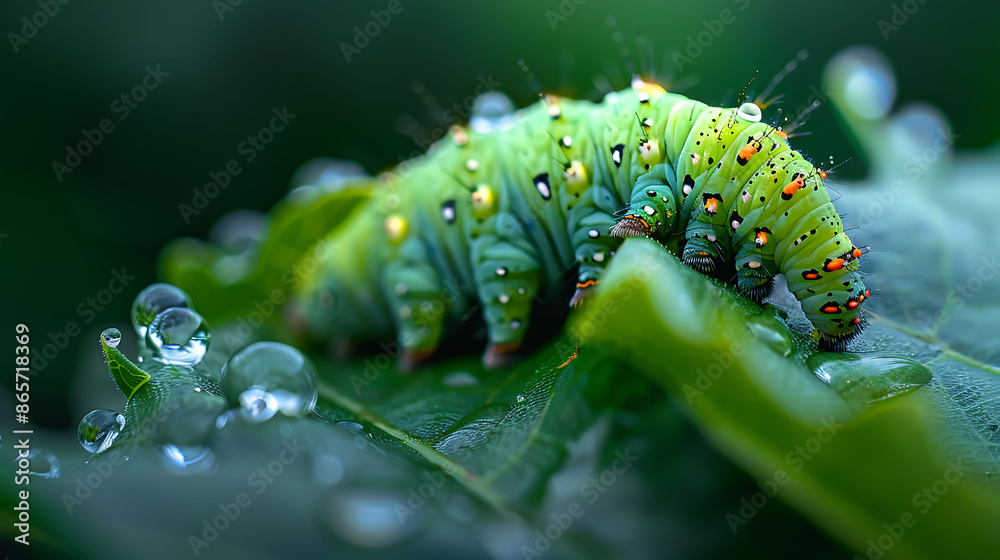 luna moth caterpillar feeding a leaf capturing the lifecycle of nature ...